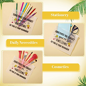 Reginary 50 Pcs Inspirational Gifts Bulk for Women Cosmetic Bag EVA You Are Braver Awesome Makeup Bag Mini Toiletry Bag with Zipper Encouragement Birthday Gift for Friend(You Are Awesome)