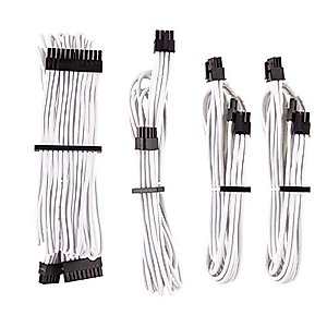 CORSAIR Premium Individually Sleeved PSU Cables Starter Kit – White, 2 Yr Warranty, for Corsair PSUs
