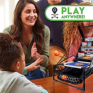 Franklin Sports Basketball Arcade Game - Table Top Bounce A Bucket Shootout - Indoor Electronic Basketball Gameroom Game for Kids