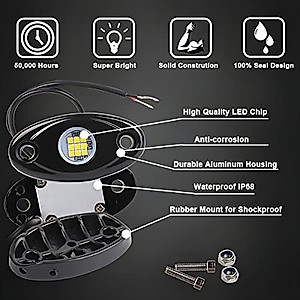 Rock Lights for Trucks, 4 Pods LED Rock Lights, IP67 Waterproof Neon Rock Lights Kits for Pickup ATV Off Road SUV, High Brightness Multifunction Underglow Lighting Glow Trail Rig Lamp (Green)