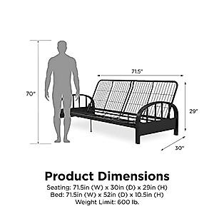 DHP Aiden Metal Futon Frame, Black Large