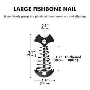 10 pcs Aluminium Alloy 3 inch Fishbone Tent Stakes Deck Anchor Pegs with Spring Rope Buckle Hook Cord Adjuster Tensioner Kit for Camping on Wood Platform