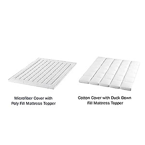 Down Mattress Topper- Queen Size-4” Gusset Duck & Down Filled Featherbed with Cotton Cover-Plush Pillow Top for Extra Cushion & Support by Lavish Home White