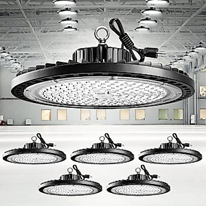 BLAUESGAS 6 Pack UFO LED High Bay Light 150W High Bay Led Shop Lights 21,000LM Commercial Bay Lighting for Warehouse Workshop Factory Gym Garage Barn