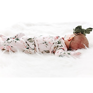 Posh Peanut 2-pc Baby Girl Pajama Set - Long Sleeve Kimono Bodysuit from Soft Viscose from Bamboo 0-3 Months - Vintage Pink Rose