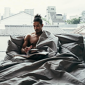 AIZOME Duvet Cover Set Made from 100% GOTS Organic Cotton, Non-Toxic Plant-Dyed No PFAS Synthetic Free No Petrochemicals Breathable Hypoallergenic for Sensitive Skin, 4-Piece (Silver Sumac, Queen)