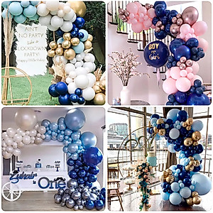 RUBFAC Navy Blue Balloons Latex Party Balloons, 100pcs 12 Inches Dark Blue Balloons for Party Decoration Like Birthday Party, Gender Reveal Graduation, Wedding, Baby Shower (with Blue Ribbon)