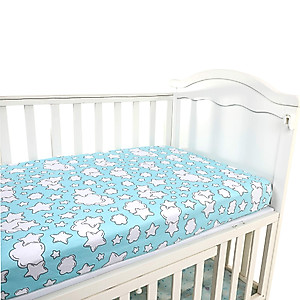 Organic Crib Sheets (2 Pack) - 100% Organic Jersey Cotton Fitted Crib Sheets for Standard Crib and Toddler Mattresses (Blue)