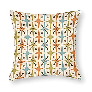 Vazzio Throw Pillow Covers Set of 2, Mid Century Modern Abstract Star Pattern Decorative Pillow Cases Soft Cushion Covers for Home Sofa Couch Bed 18x18 Inches