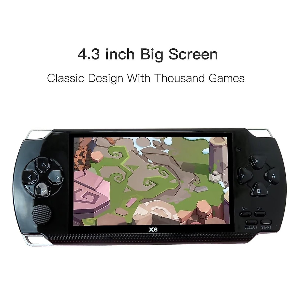 Black Handheld Game Console 4.3 inch Retro Handheld Games Consoles, Support Game Format GBA, NES ,SFC,MD(BIN),GB,GBC,FC,CPS1,CPS2,NEOGEO,SMS(GBA),GG(GBA)