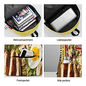 Vbcdgfg Ramen Noodle Soup Chicken Flavor Print Backpack For Adult, Lightweight Laptop Backpacks