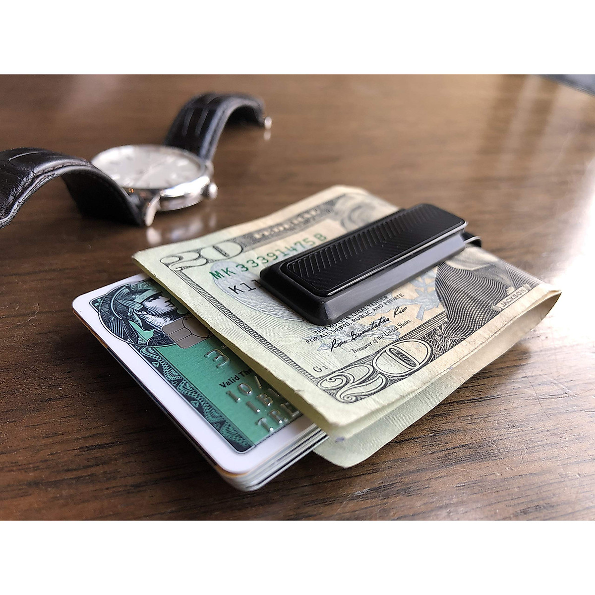 M-Clip Stainless Steel Blackout Money Clip (Chevron) - Cash and Credit Card Holder for Men - Minimalist Slim Wallet Alternative