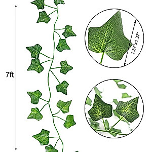HATOKU 18 Pack Fake Vines Ivy Garland Artificial Ivy Leaves Greenery Garlands Fake Hanging Plant Vine for Bedroom Wedding Wall Indoor Outdoor Decoration, 126 Feet
