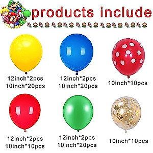 Super Bro Party Decoration Balloon Garland Arch Set, Girl and Boy Birthday Party Supplies,Super Bro Foil Balloon Latex Balloon, Used for Super Bro Themed Birthday Background Decoration