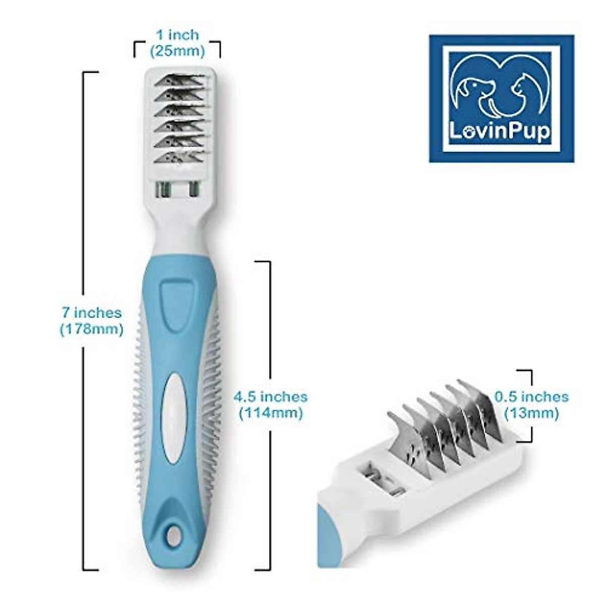 LovinPup Pet Mat Remover Easily removes Mats Professionally from your DOGS & CATS and Straightens Tuft & Knotted Pet hair. Extremely Gentle on pets, works on Sensitive Skin too!