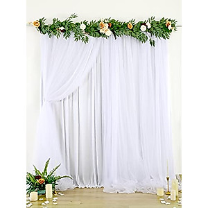 White Tulle Backdrop Curtains for Baby Shower Parties Wedding,3 Layer Sheer Photo Drape Backdrop for Photography Props 5 ft X 7 ft