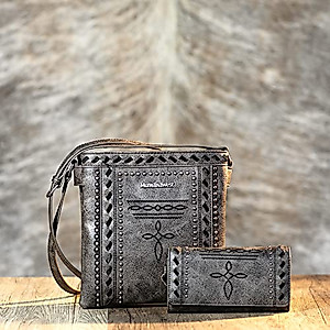 Montana West Whipstitch Collection Western Purses for Women Crossbody Bags Over Shoulder Purse MW1124G-9360GY+W