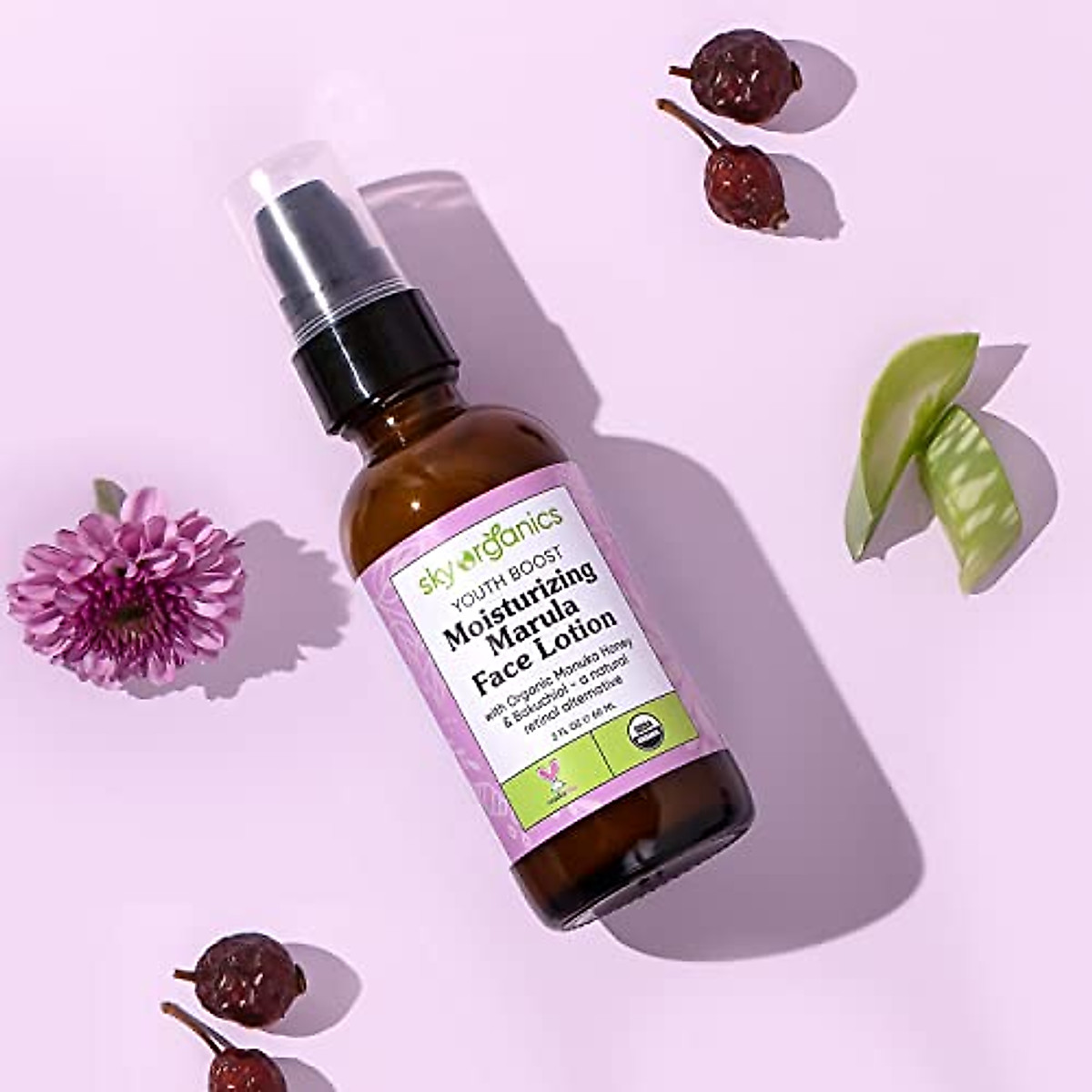 Sky Organics Youth Boost Moisturizing Marula Face Lotion for Face USDA Certified Organic to Moisturize, Nourish & Boost Glow, 2 fl. Oz