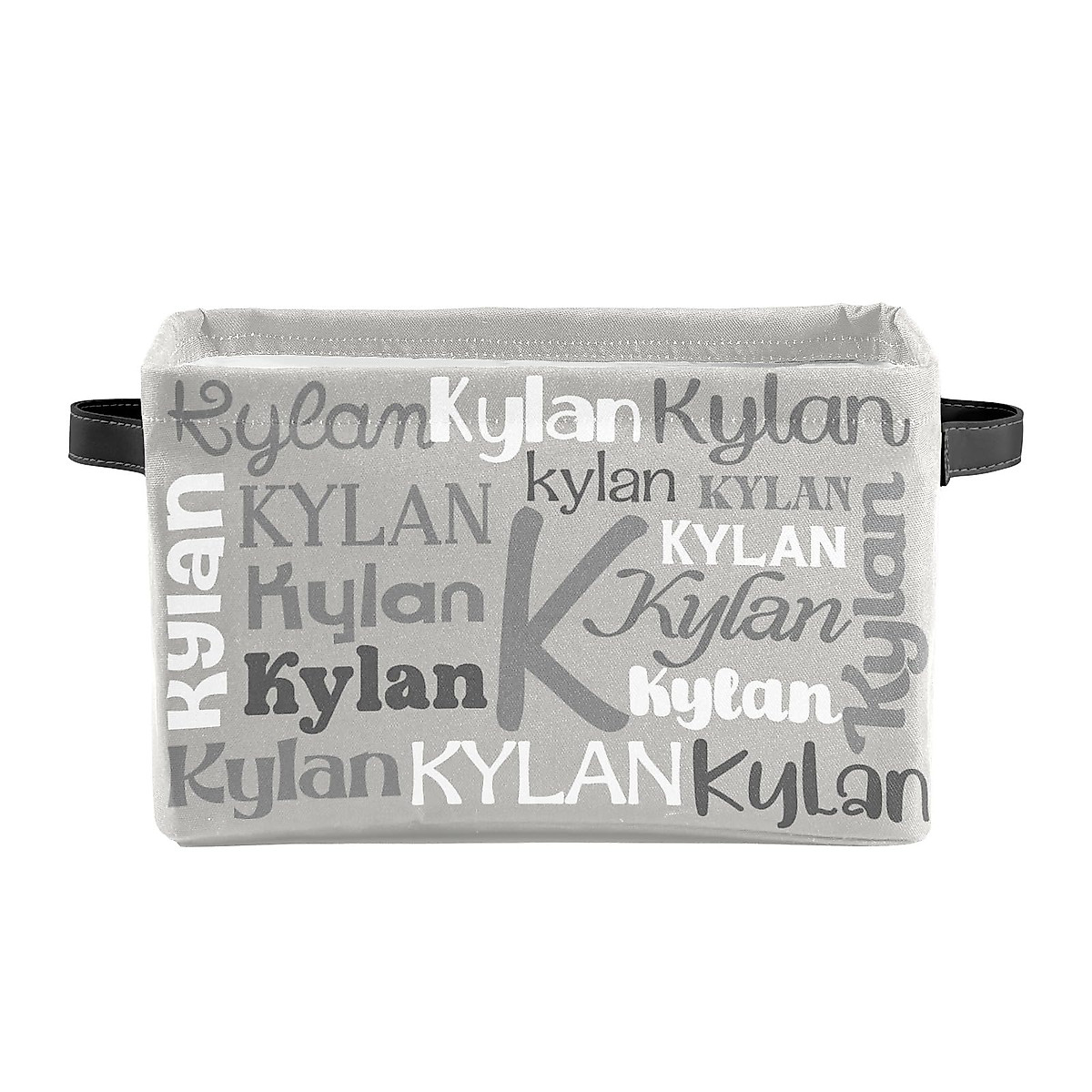 Text Gray Fabric Storage Basket for Organizing Closet Shelf Nursery Toy Decorative Closet Organizers with Handles Cubes