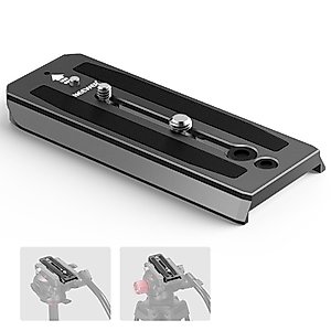 NEEWER 501PL Tripod Fluid Head Quick Release Plate Compatible with Manfrotto MVH500AH MVH502AH, Camera Mounting Plate with 1/4" and 3/8" Screws, Anti Off Pin for GM001 GM002 GM006 Fluid Heads, QR5