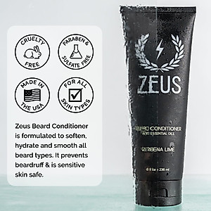 ZEUS Beard Conditioner Wash, Cleansing & Moisturizing Beard Wash with Green Tea & Natural Ingredients to Soften Facial Hair (Made in USA) Verbena Lime