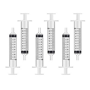 6 Pack - 10ml Plastic Syringe with Measurement, No Needle Suitable for Refilling and Measuring Liquids, Feeding Pets, Oil or Glue Applicator