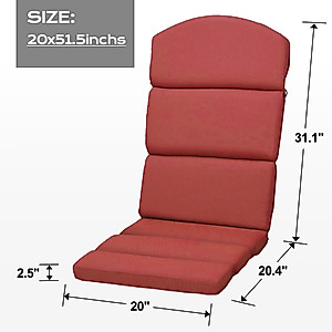 BPS Patio Chair Cushions for Adirondack Chairs, High-Back Design, 52"x20"x2.5" Olefin Fabric Slipcovers with Ties, for Outdoor Furniture, Set of 2