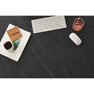 Kaboon Universal Tabletop 55"x27.5", Solid One-Piece Melamine Table Top, Double Desk L-Desk DIY, Home and Office Countertop, Cloud Atlas/Black Marble