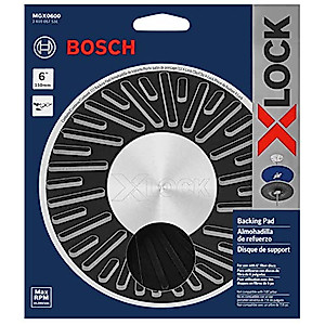 BOSCH MGX0600 6 In. X-LOCK Backing Pad with X-LOCK Clip - Medium Hardness, Use with Fiber Discs, for Applications in Metal Surface Finishing, Weld Blending, Rust Removal