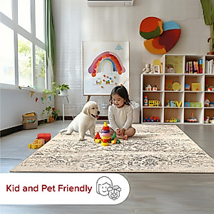 nuLOOM Freja Faded Floral Area Rug, 6' 7" x 9', Grey