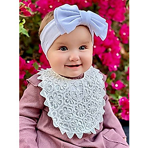 LEAL BABY Pack of 3 cute WATERPROOF Bibs, adjustable snap closure. Ideal for Drooling and Teething babies ages 0-36 months. (White, Pink, Ivory)