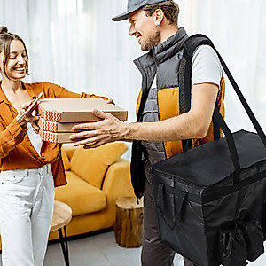 FillTouch 2 Pcs Extra Large Insulated Food Delivery Bag with Cup Holders 23 x 15 x 14 Inch Pizza Delivery Bags Insulated with Zippered for Beverages Grocery Pizza, Commercial Quality Hot and Cold