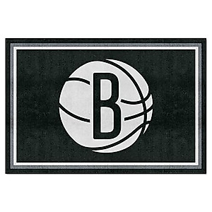 FANMATS 9339 Brooklyn Nets 5ft. x 8 ft. Plush Area Rug