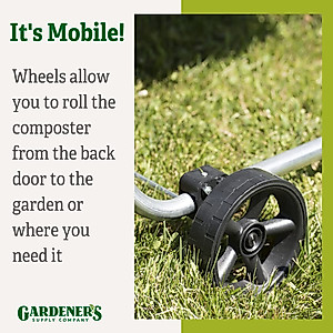 Gardener's Supply Company Compost Tumbler with Wheels | Heavy Duty Dual Rotating Batch Outdoor Organic Compost Bin Tumbling Mixer Composter | Holds 3 Cubic Ft of Kitchen Waste & Garden Clippings