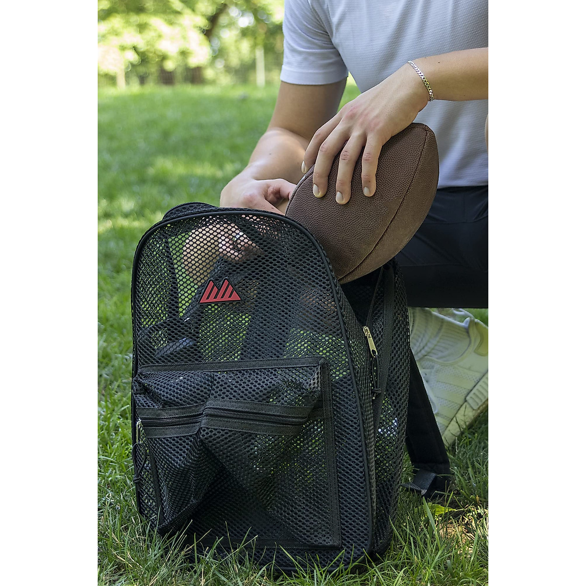 Summit Ridge Mesh Backpacks for Kids, Adults, School, Beach, and Travel, Colorful Transparent Mesh Backpacks with Padded Straps (Black) Large