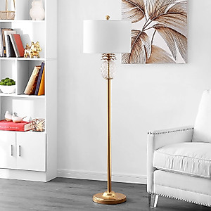 Safavieh FLL4086A Lighting Collection Elza Gold Leaf and Clear 59-inch (LED Bulb Included) Floor Lamp