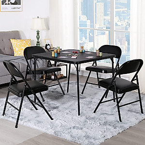 VECELO Portable Folding Card Table Square with Collapsible Legs & Vinyl Upholstery, 1 Piece