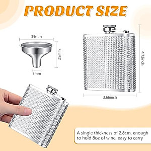 Uiifan 6 Pcs Silver Diamond Hip Flask for Bling Flasks for Liquor Reusable Whiskey Wine Pouches Alcohol Smuggling Kit Alcohol for Liquor Cruise Girls Women Bridesmaid(8 oz)
