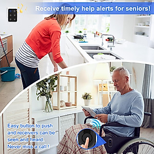 Wireless Caregiver Pager Call Button Nurse Call System 500Ft Range with LED Number Display for Elderly/Patient/Disabled at Home/Hospital/Clinic(6 Waterproof Call Button & 1 Receiver)