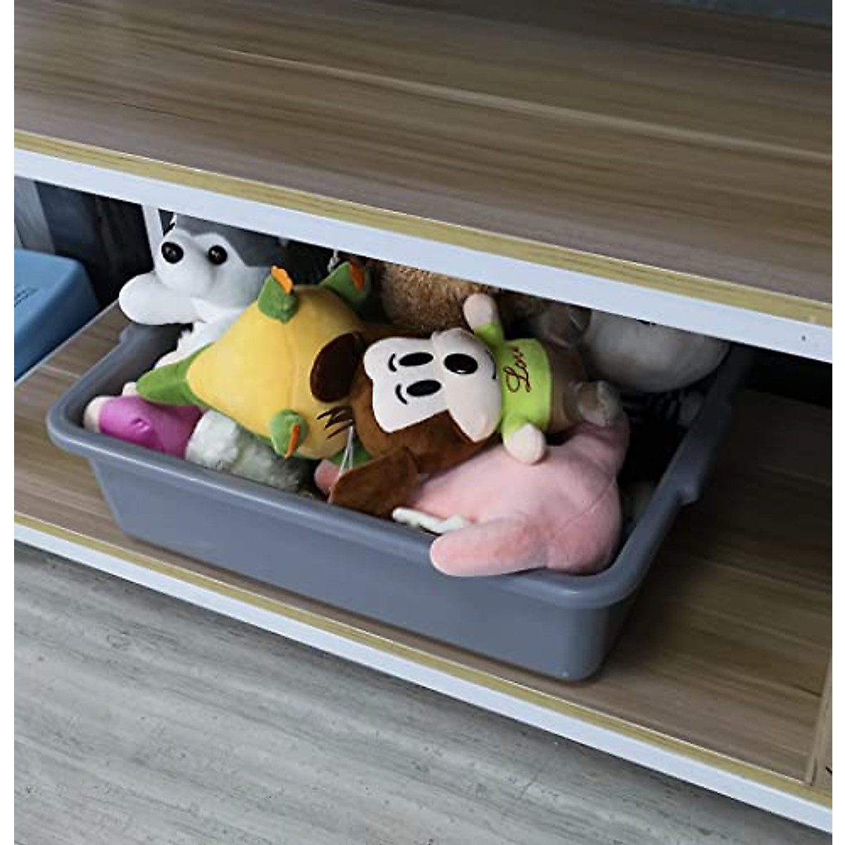 Jandson 22 L Commercial Bus Tubs, 4 Pack Utility Bus Box, Grey, F