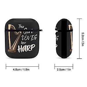 Harp Harpist Airpods Case Cover for Apple AirPods 2&1 Cute Airpod Case for Boys Girls Silicone Protective Skin Airpods Accessories with Keychain
