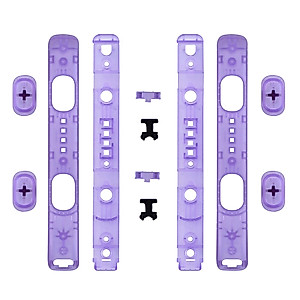 eXtremeRate DIY Replacement Shell for Joycon Strap, Transparent Clear Atomic Purple Custom Controller Wrist Strap Housing Buttons for Nintendo Switch & Switch OLED Model - 2 Pack