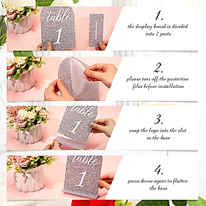 Geetery 10 Pcs Bling Table Numbers 1-10, Silver Acrylic Wedding Table Number with Stands, 5 x 7 Inch Table Number Holders, Glitter Table Sign Numbers for Wedding Reception, Event, Party