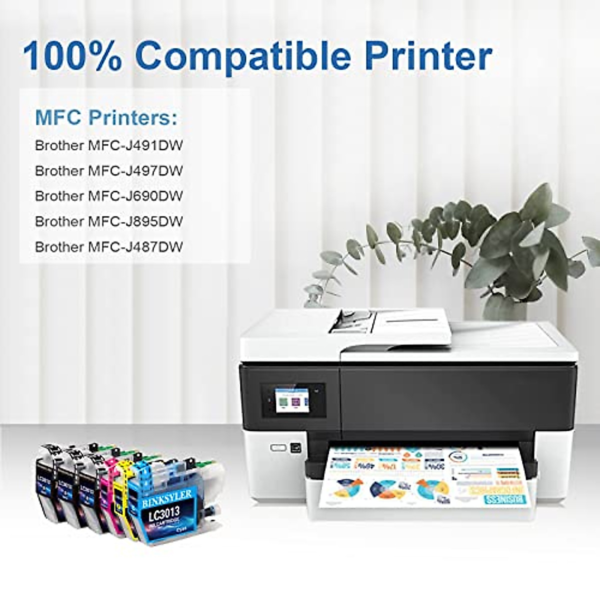 Compatible LC3013 Ink Cartridges Replacement for Brother LC3013 LC3011 High Yield Work for Brother MFC-J491DW MFC-J497DW MFC-J690DW MFC-J895DW Printer(3 Black,1 Cyan,1 Magenta,1 Yellow) 6-Pack