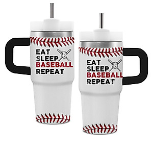 Baseball Gifts for Boys 8-12, Baseball Tumbler with Handle and Straw for Kids 14 Oz, Insulated Stainless Steel Baseballs Stuff Accessories for 6-8 12-14 Boys Girls Player Lovers