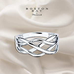 .925 Sterling Silver Woven Wide Band Ring- Size 8