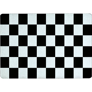 Tempered Glass Cutting Board Black and white checkered seamless Endless Racing flag texture Tableware Kitchen Decorative Cutting Board with Non-slip Legs, Serving Board, Large Size, 15" x 11"