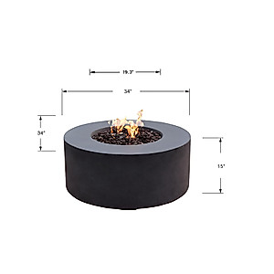Modeno Venice Outdoor Table 34 Inches Natural Gas Fire Pit Patio Heater Concrete Firepits Outside Electronic Ignition Backyard Fireplace Cover Lava Rock Included