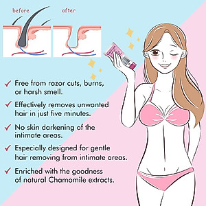 AZAZ Namyaa Hair Removing Cream for Intimate Skin with After Wax Soothing Serum with Vitamin C, White, 60 g