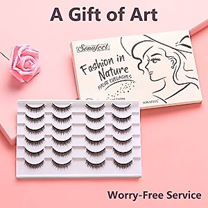 SONAFEEL Short False Eyelashes Natural Look Wispy Strip Lashes Pack 11mm 12Pairs Small Lashes 3d Mink Eyelashes Reusable Lightweight Short Natural Eyelashes
